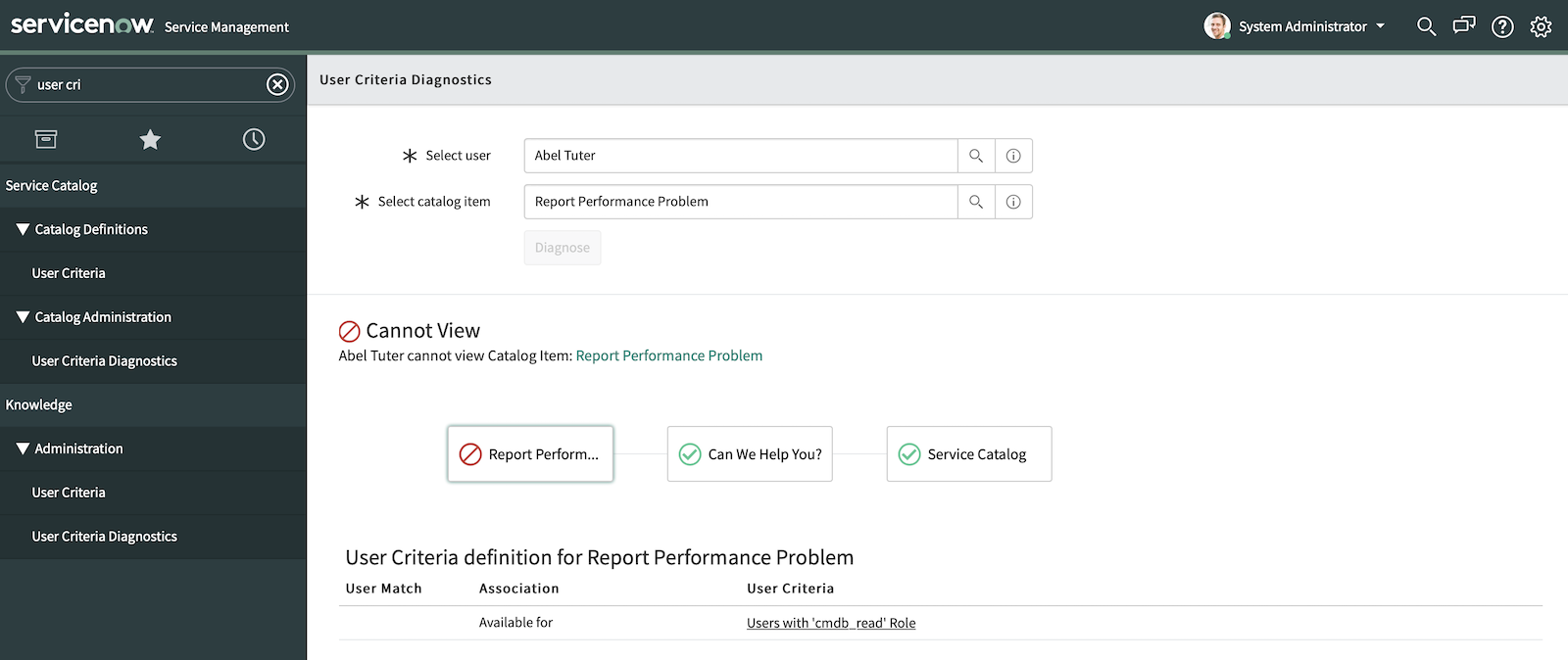 Découvrez l'outils User Criteria Diagnostics dans ServiceNow - Snowlab Découvrez l'outils User Criteria Diagnostics dans ServiceNow - Snowlab